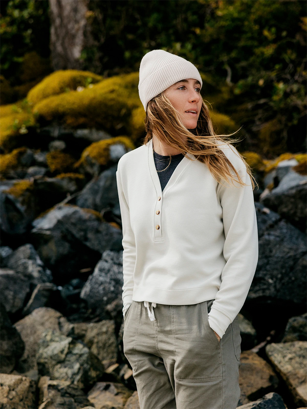 Women's Waffle Long Sleeve Henley - Birch – Free Fly Apparel