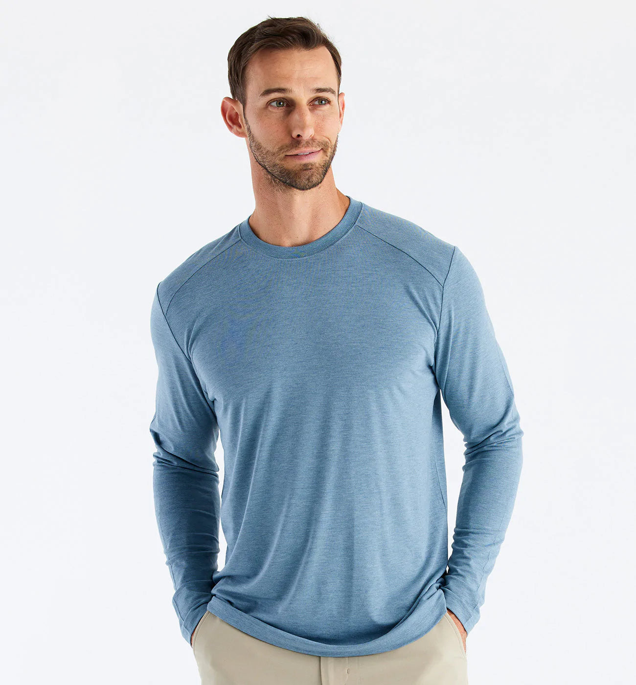 Men's Bamboo Shade Long Sleeve - Heather Slate Blue – Free Fly Apparel